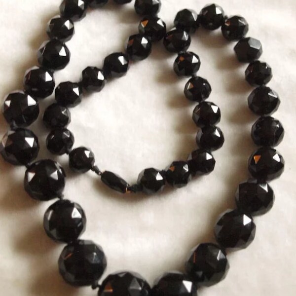 Jet Bead Necklace - Etsy