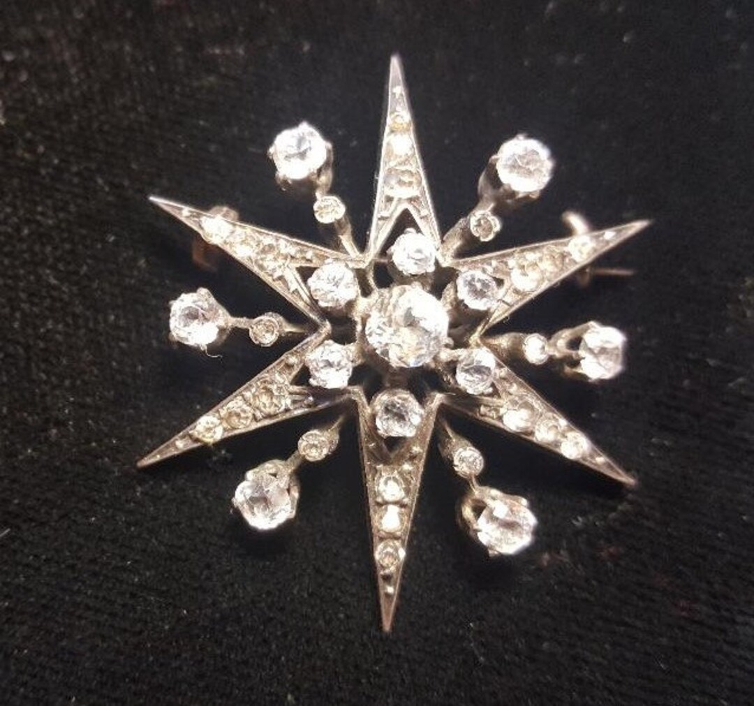 Victorian Paste Star Pin in Silver - Etsy