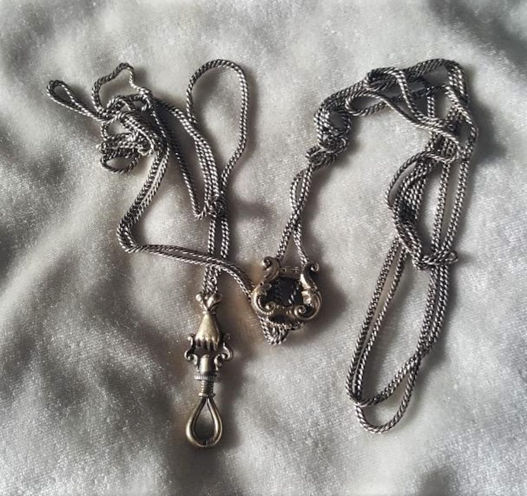 Georgian Gold Muff or Slide Chain With Hand Swivel Sterling Chain - Etsy