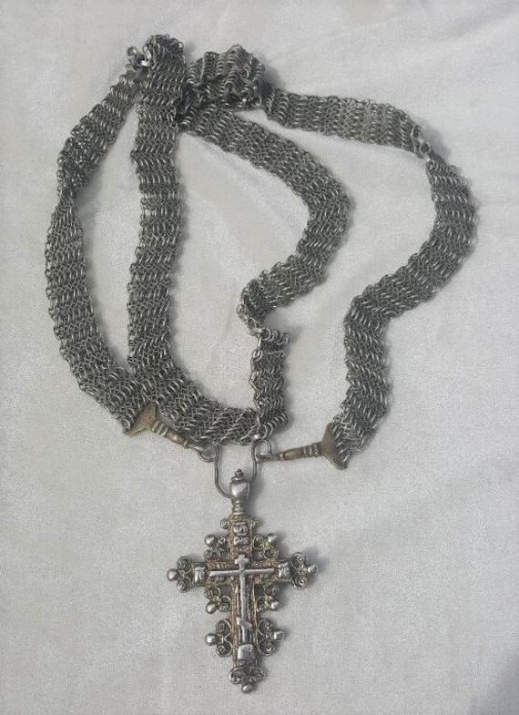 18th Century Russian Silver Cross On Chain Mail Belt … - Gem