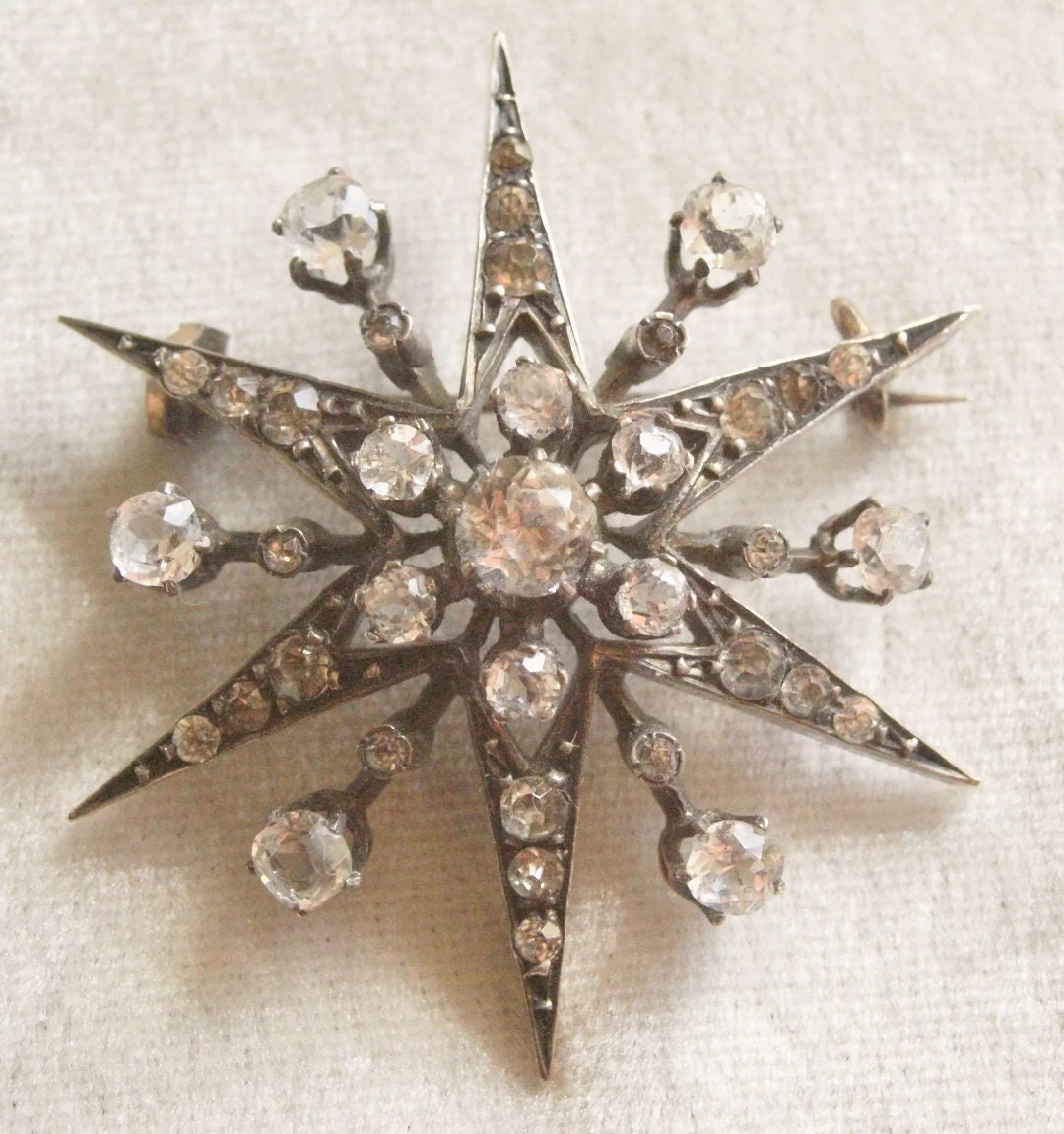 Victorian Paste Star Pin in Silver - Etsy