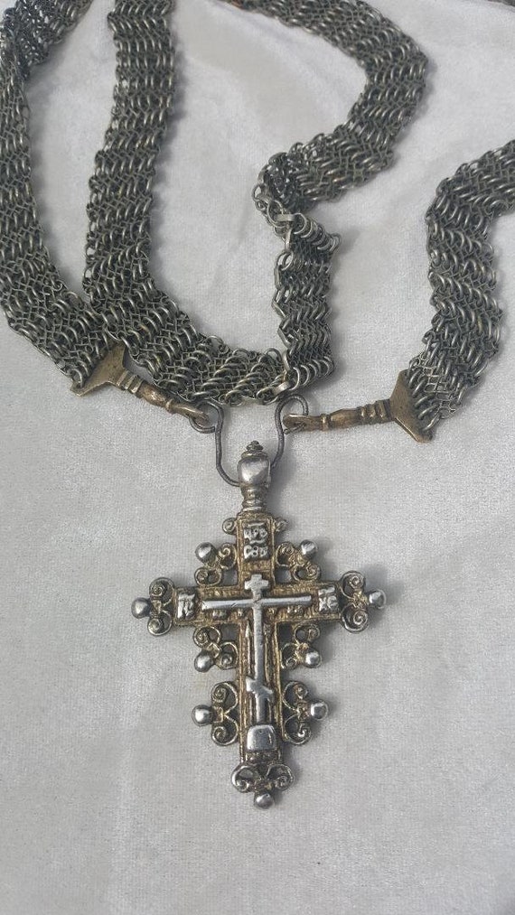 18th Century Russian Silver Cross On Chain Mail Belt … - Gem