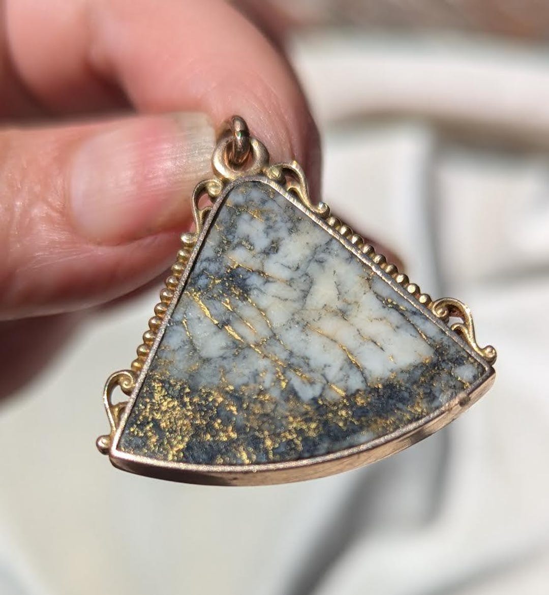 Victorian 14k Gold in Quartz Matrix Pendant - Etsy