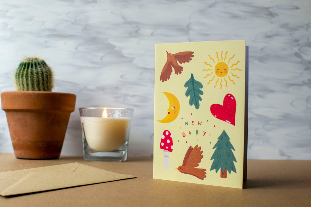 New Baby Card Gender Neutral Greetings Card Illustration by Saffron ...