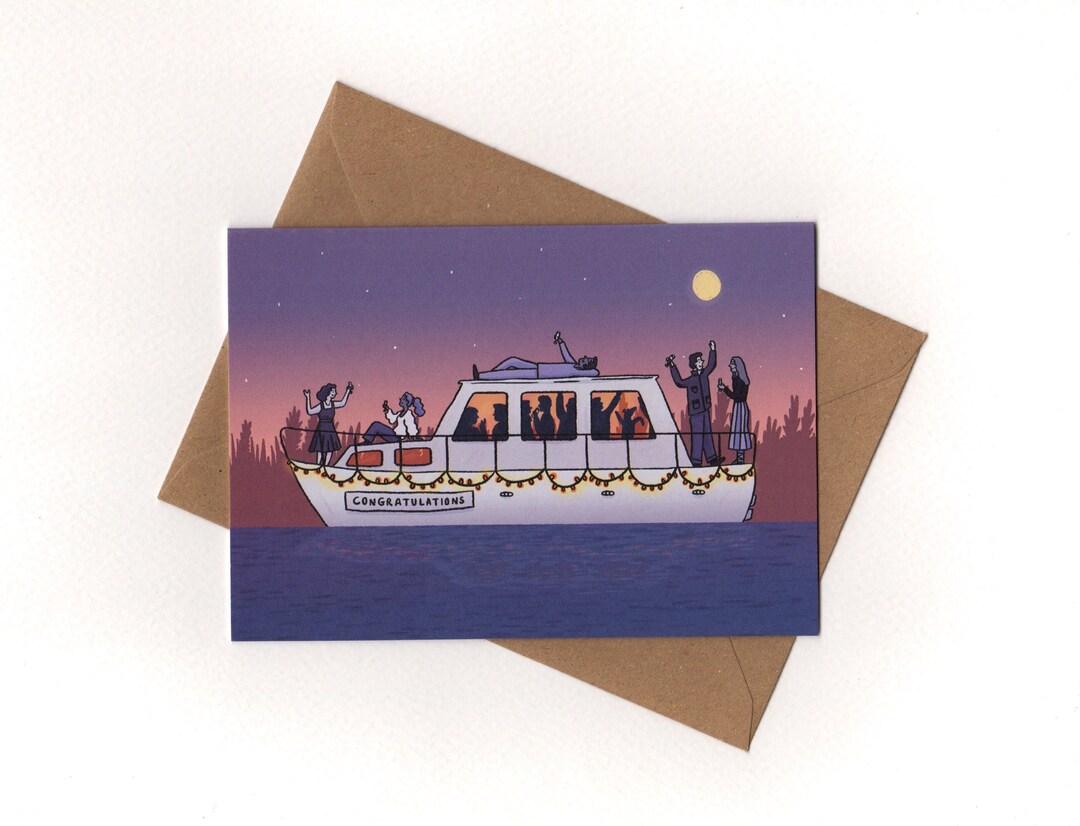 Congratulations Boat Card for Wedding, Anniversary, Engagement, New Job ...