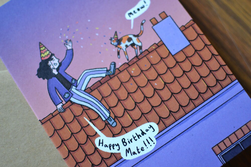 Happy Birthday Mate Greetings Card Illustration by Saffron Russell - Etsy