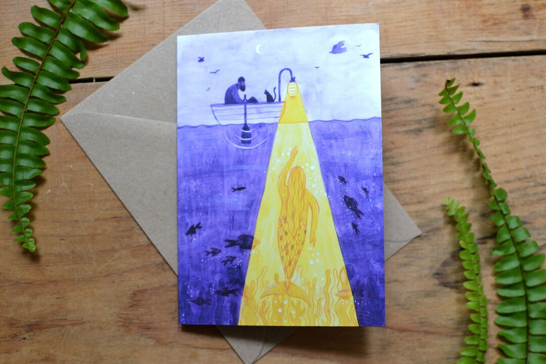 Merman Greetings Card for Birthday, Note to Friend Magical Fantasy Sea ...