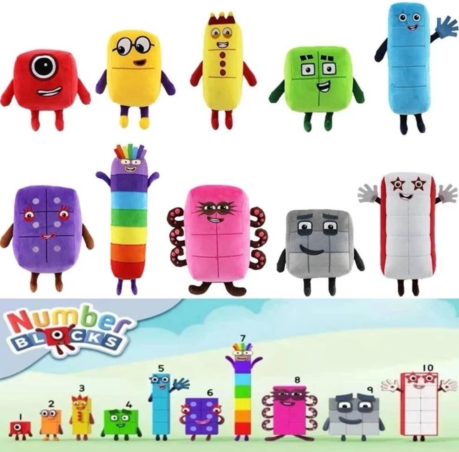 Numberblocks Inspired Plush Toys 1-10 Educational Teddy Kids | Etsy UK