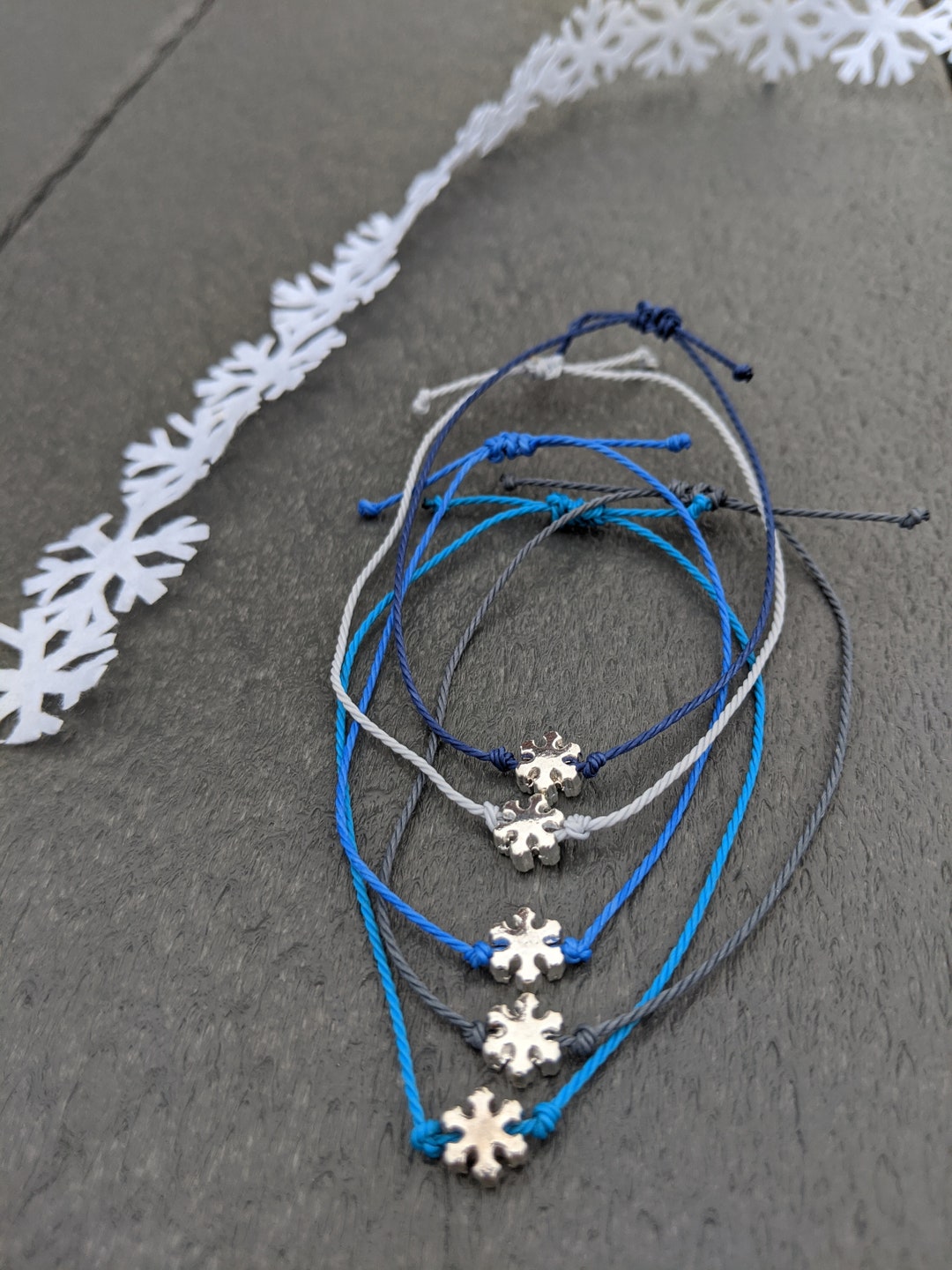 More Colors Pull String Silver Snowflake Bracelet/pull Cord Winter ...