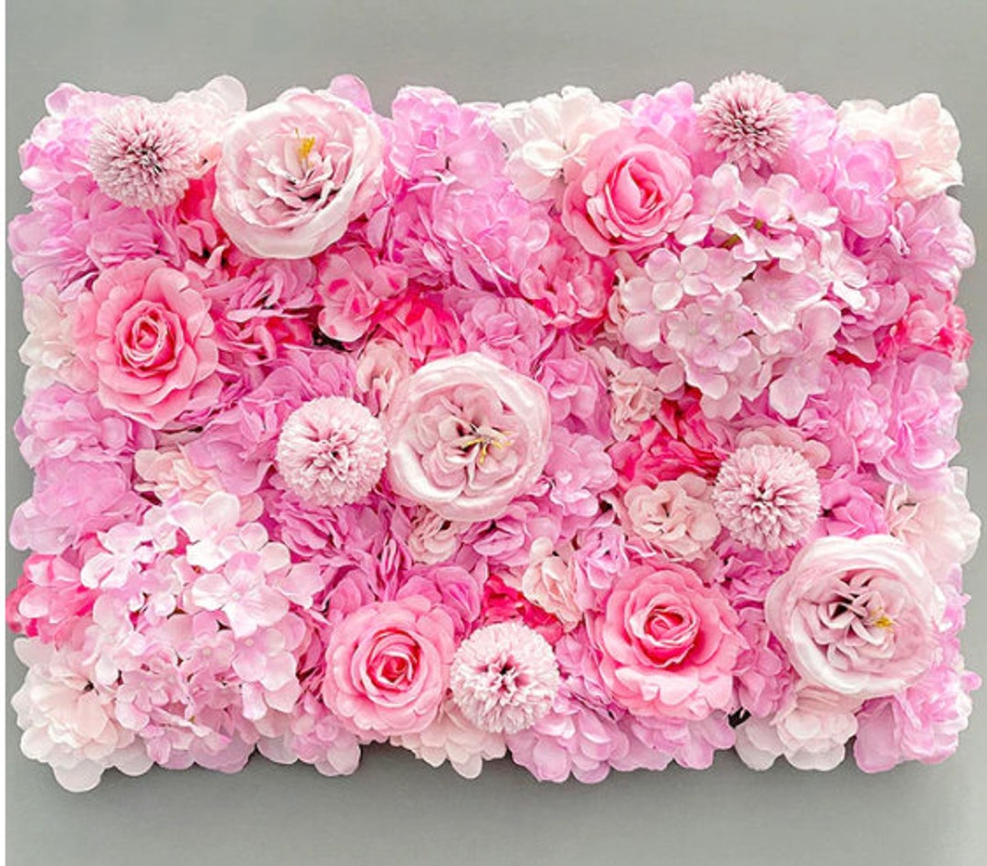 Pink Flower Wall 3-D Artificial Wedding Flower Panel Home Shop Party ...