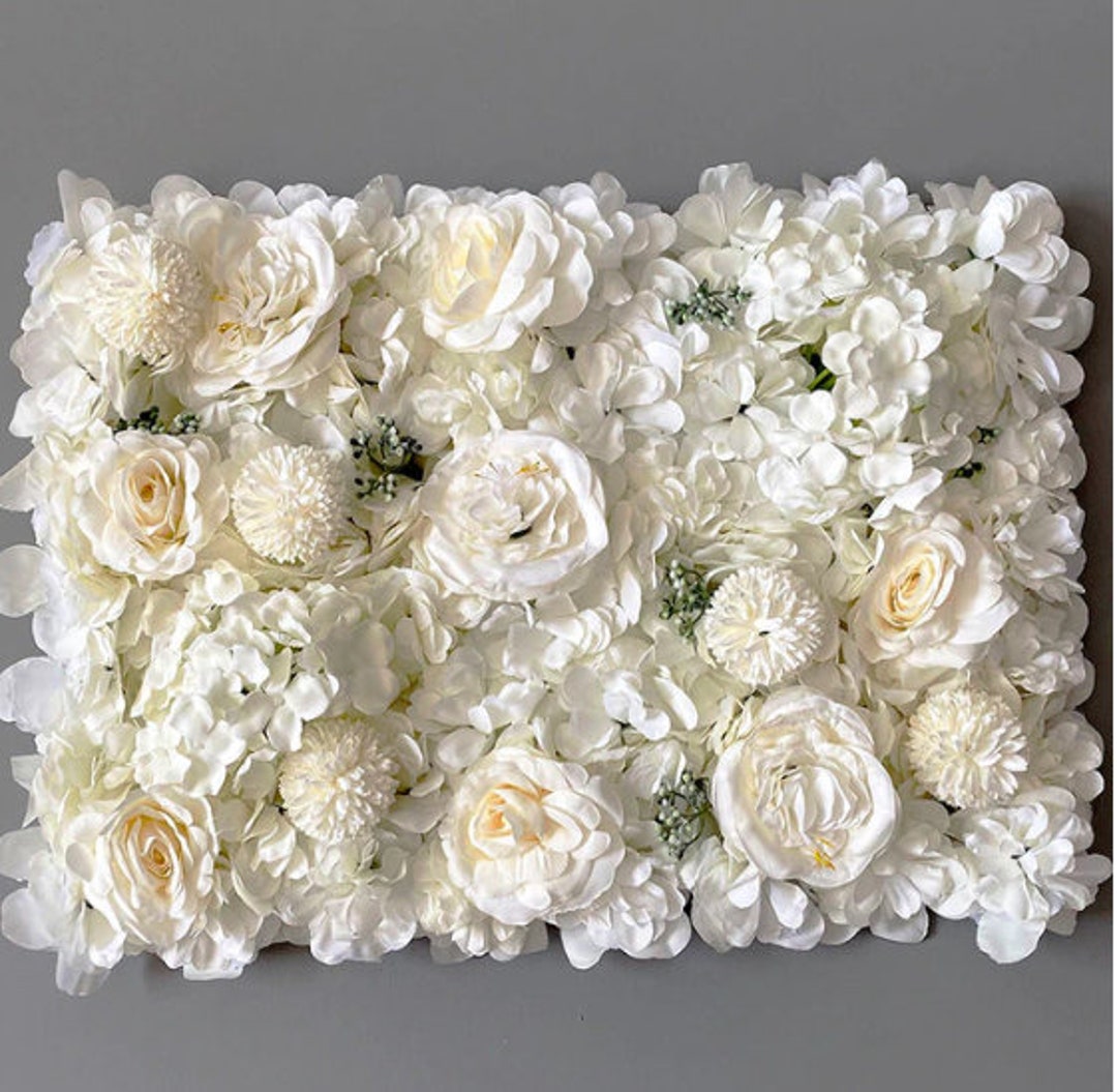 White Flower Wall 3-D Artificial Wedding Flower Panel Home Shop Party ...