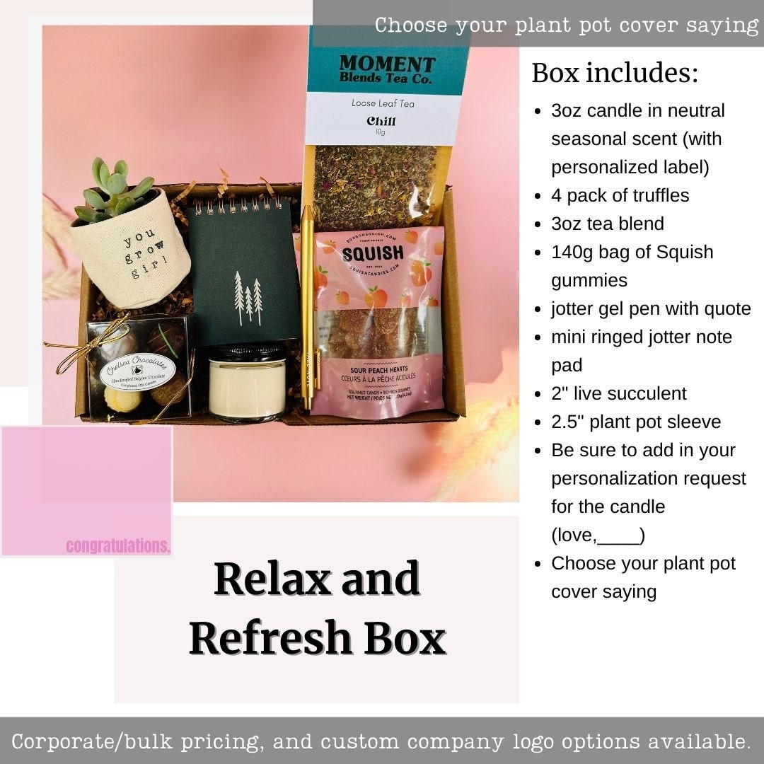 Relax & Refresh Gift Box - Sending a Hug Care Package, Thinking of You ...