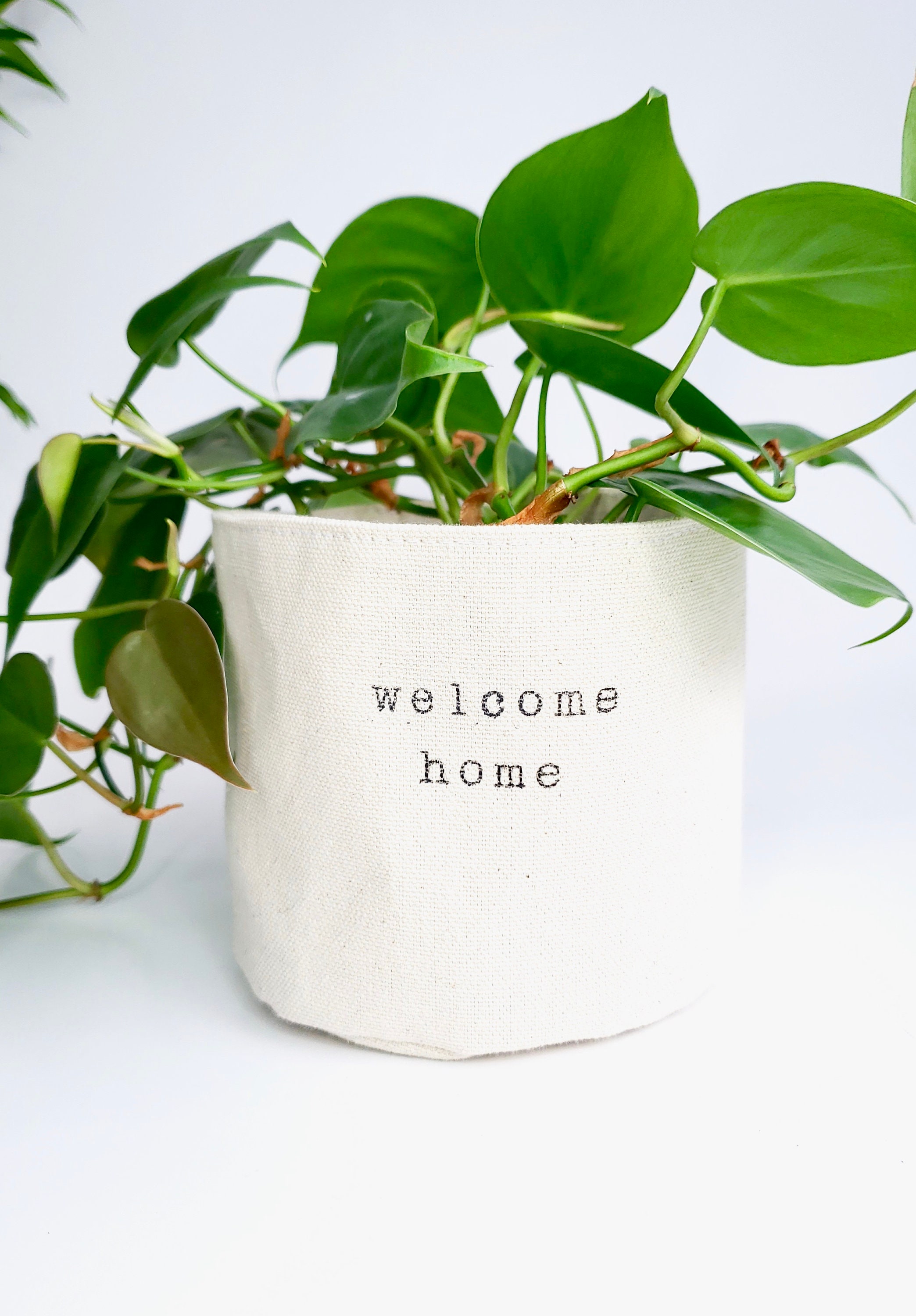 Welcome Home Planter Basket Canvas Plant Pot indoor | Etsy