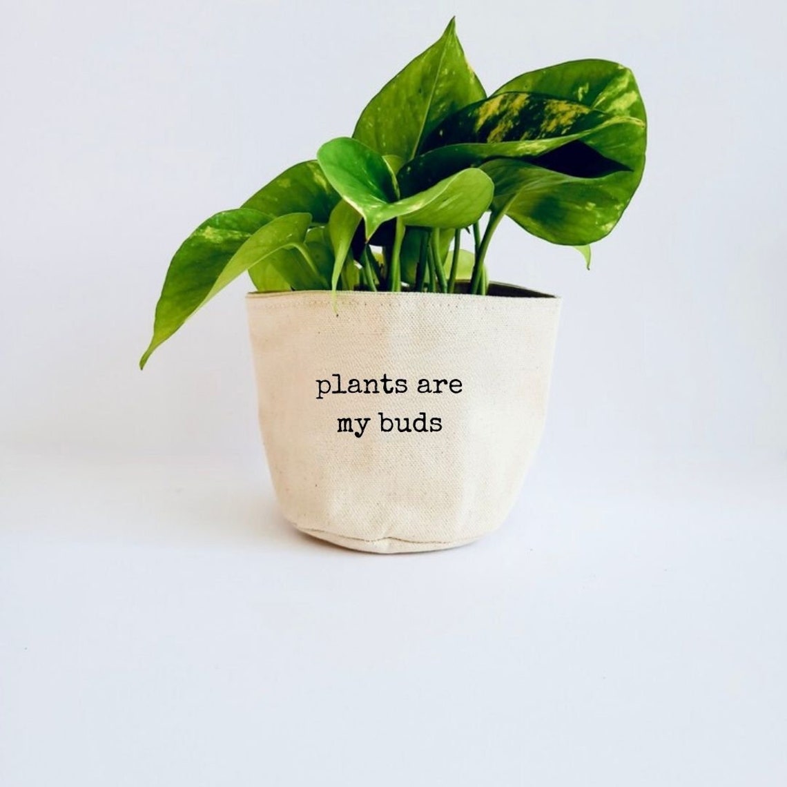 Plants Are My Buds - Planter Basket, Canvas Plant Pot, Indoor Planter ...