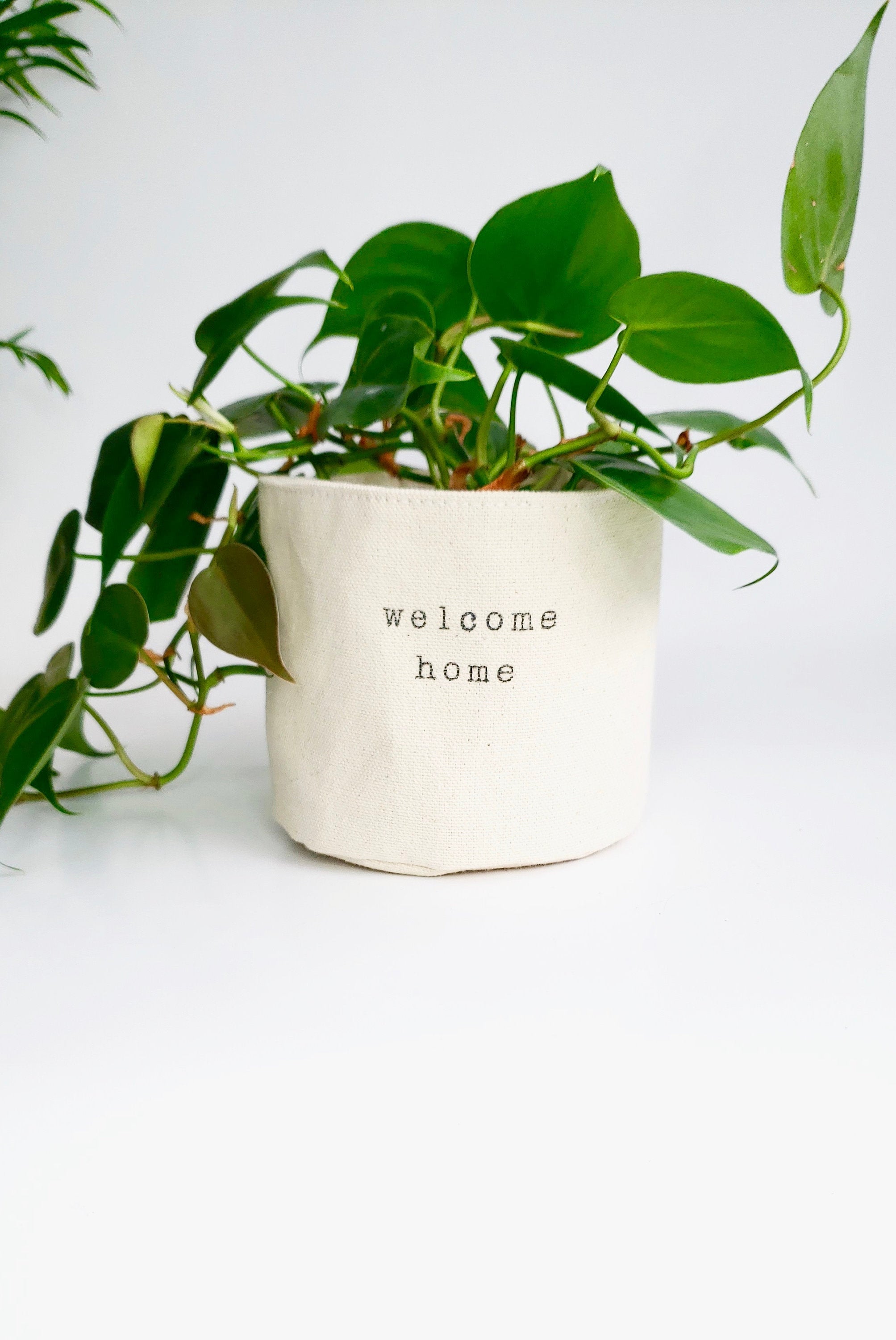 Welcome Home Planter Basket Canvas Plant Pot indoor | Etsy