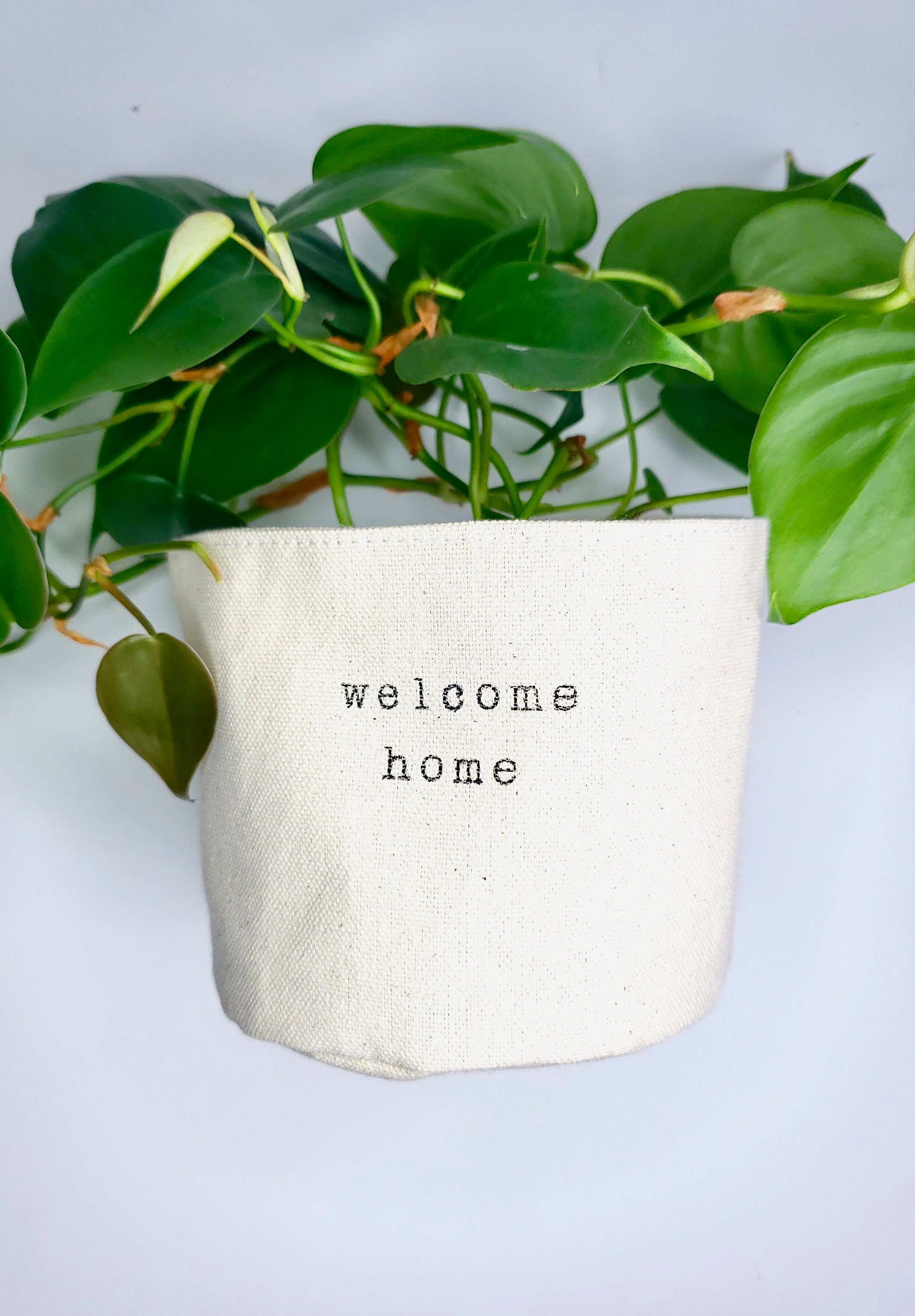 Welcome Home Planter Basket Canvas Plant Pot indoor | Etsy