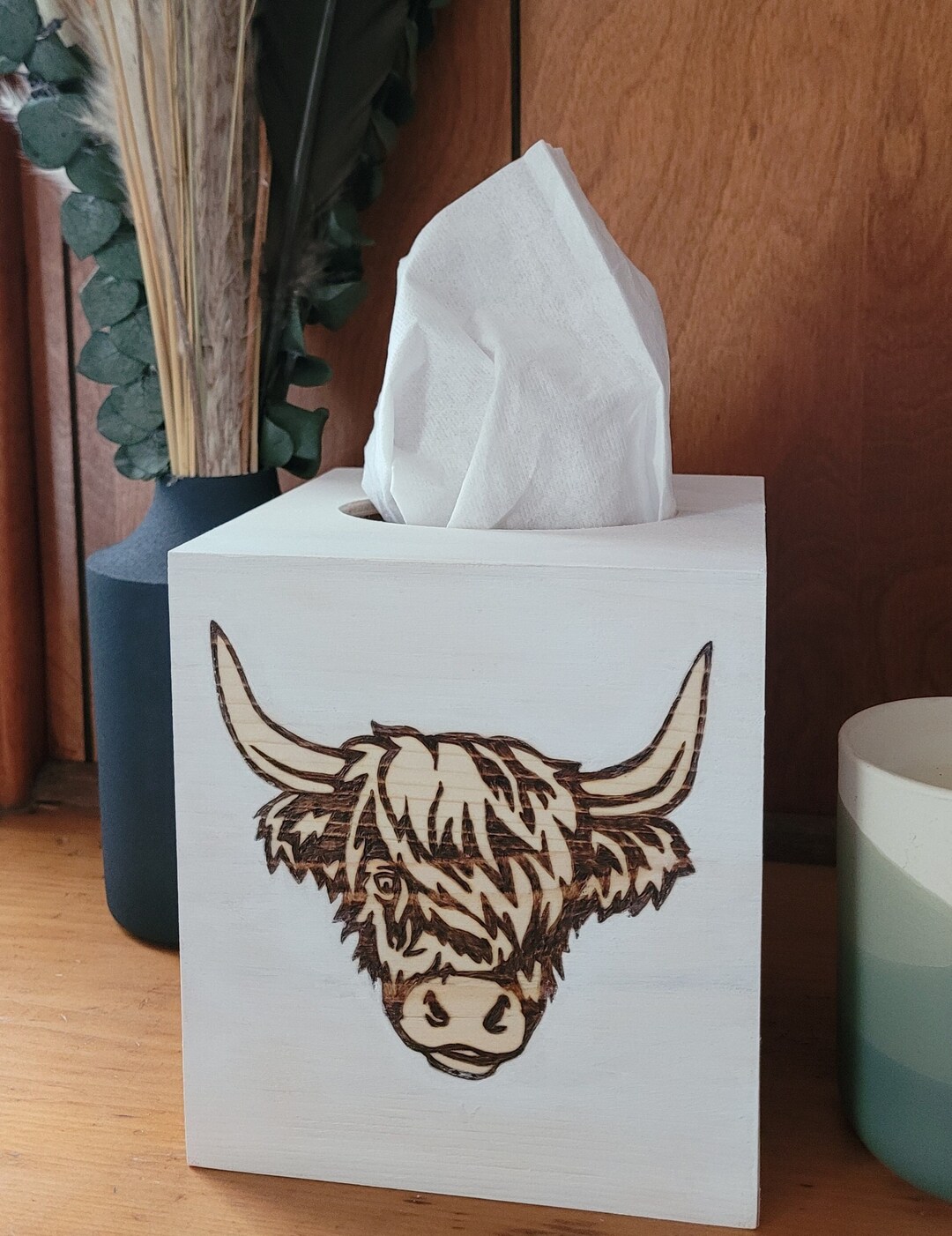 Highland Cow Wood Tissue Box Cover - Etsy