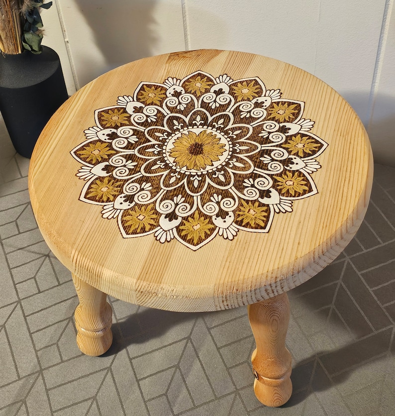 Mandala Stool/plant Stand - Etsy