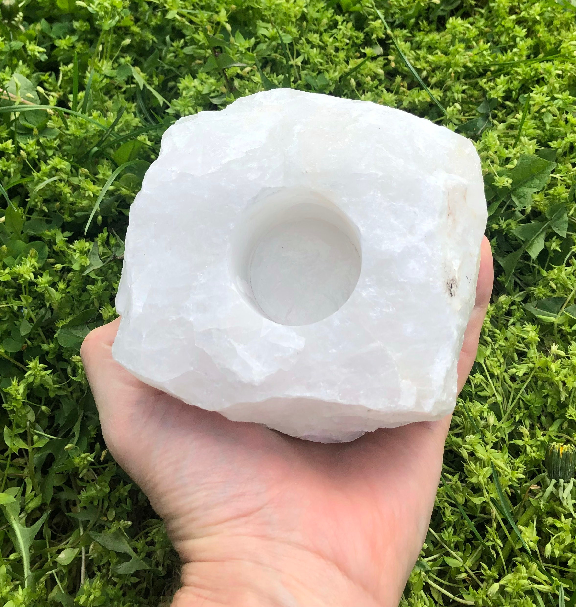 CLEAR QUARTZ Candle HOLDER, Natural Raw Gemstone, High-quality - Etsy