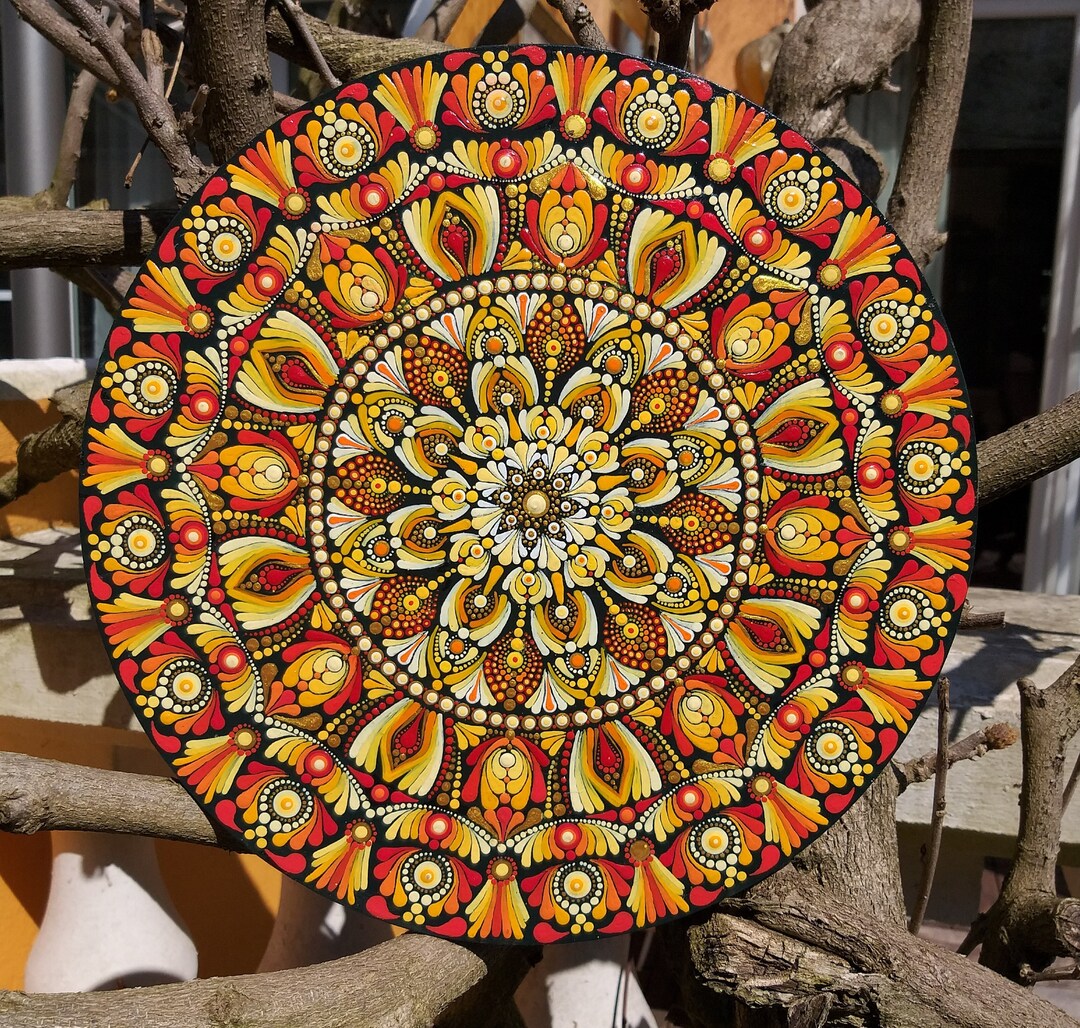 Waiting for Spring Mandala on Wood 30 Cm Hand Painted Wood Canvas ...