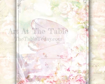 Tea Time Digital Paper - Etsy