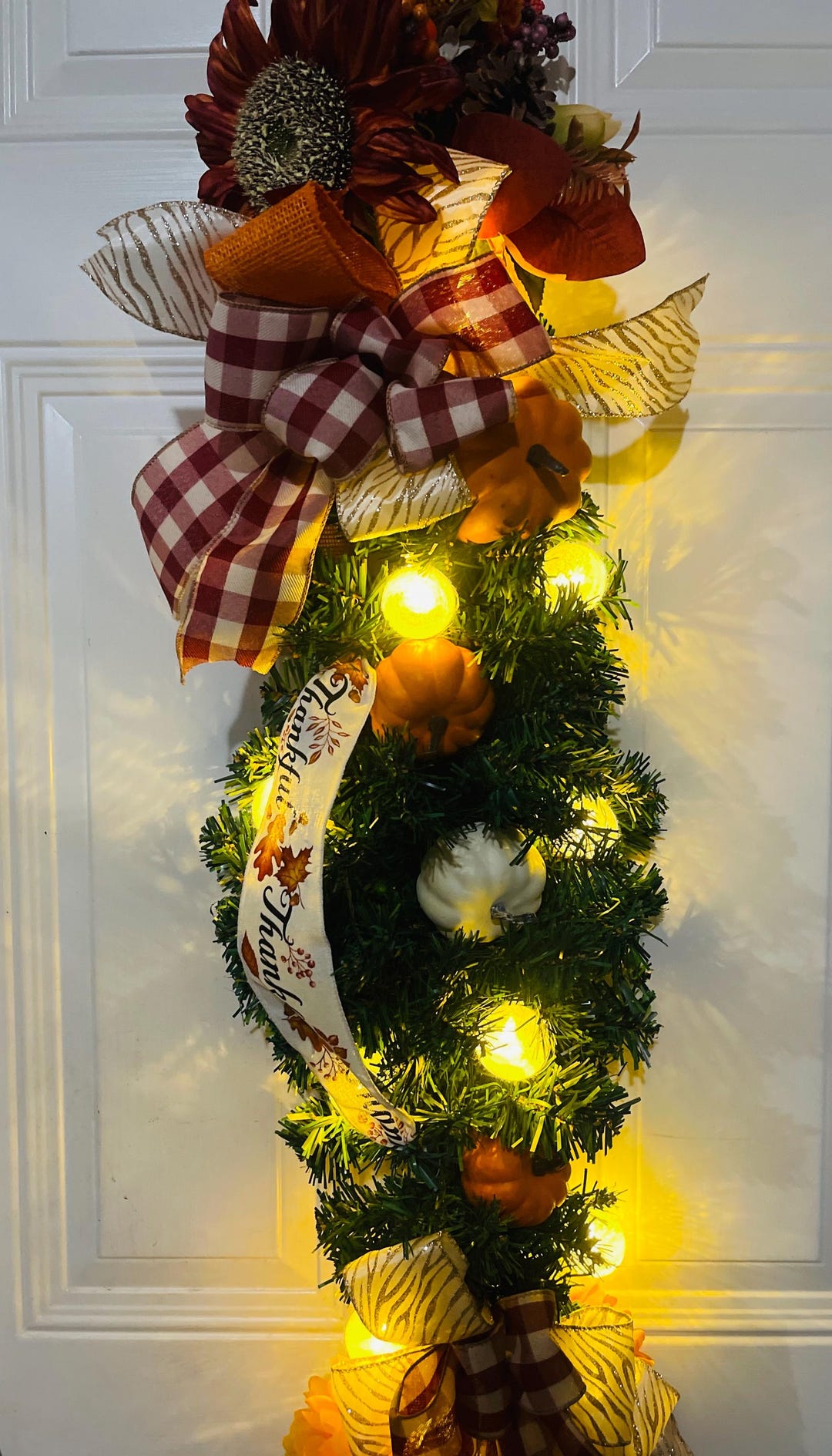 Lighted Autumn Wreath for Front Door - Etsy