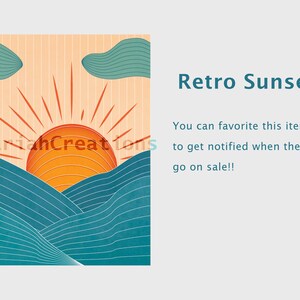 Retro Sunset Digital Art Print || Printable Wall Art, Handmade ...