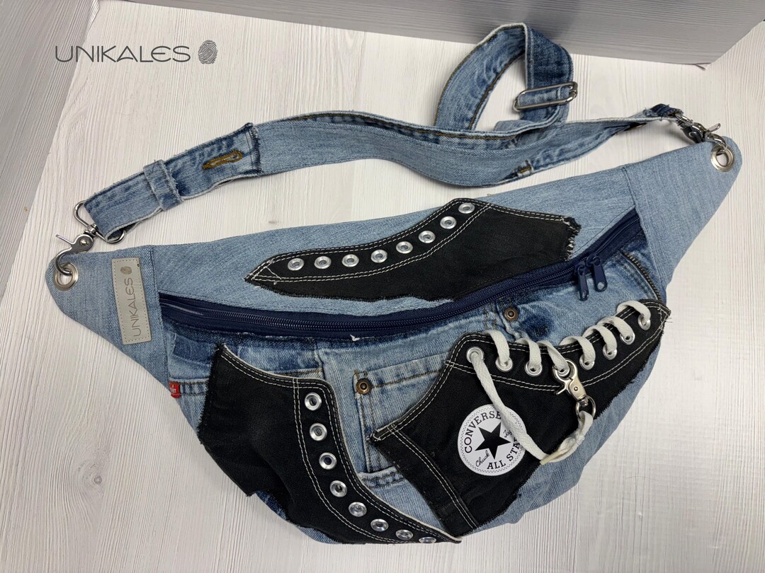 XL Bum Bag Vintage Bag Made of Jeans and Converse Bum Bag Special Fanny ...