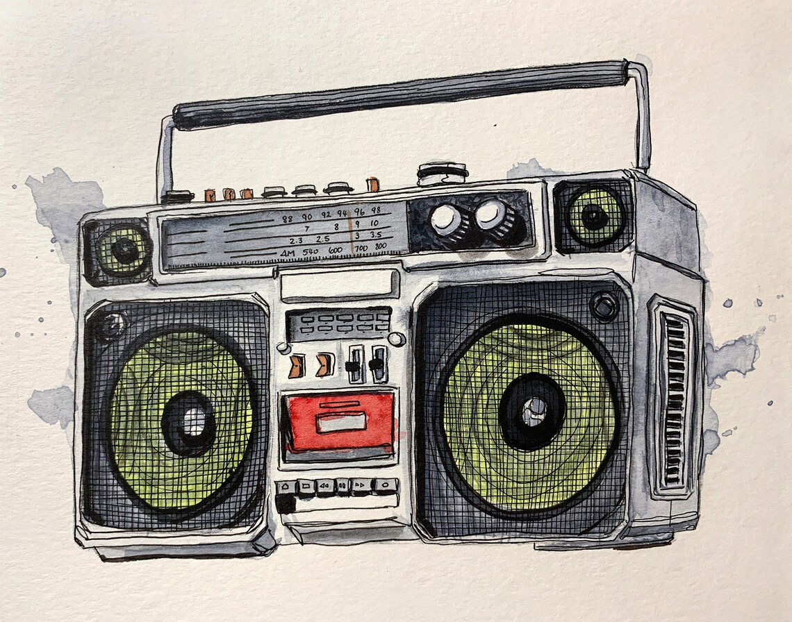 BOOMBOX Poster Art Print Water Color Painting Home Wall | Etsy