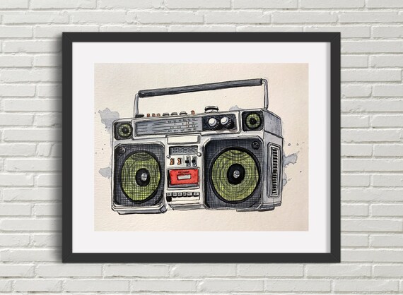 BOOMBOX Poster Art Print Water Color Painting Home Wall | Etsy