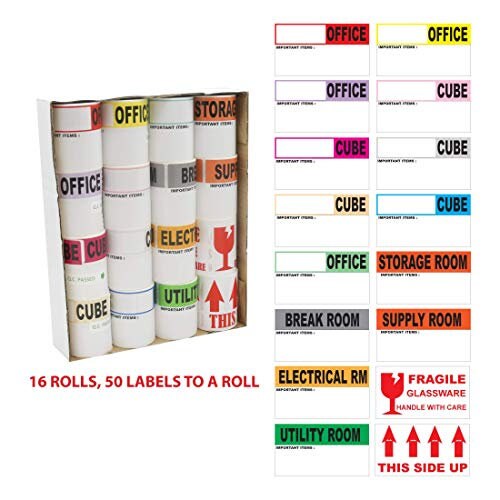 Office Moving Labels - 800 Color Coded Assorted Labels 2.5" X 4.5" Size ...