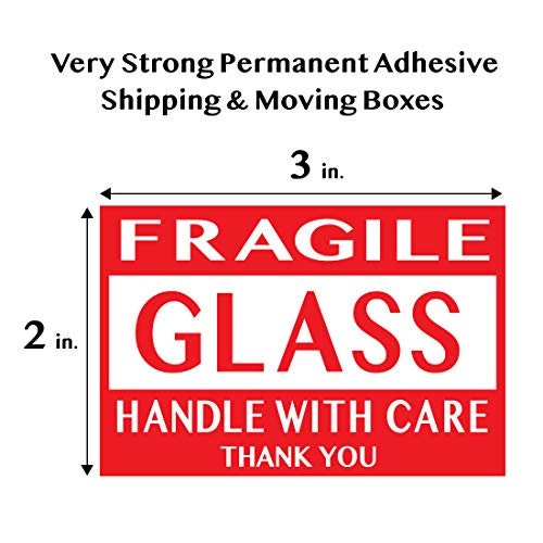 Fragile glass Handle With Care thank You Bright Red Warning Shipping ...