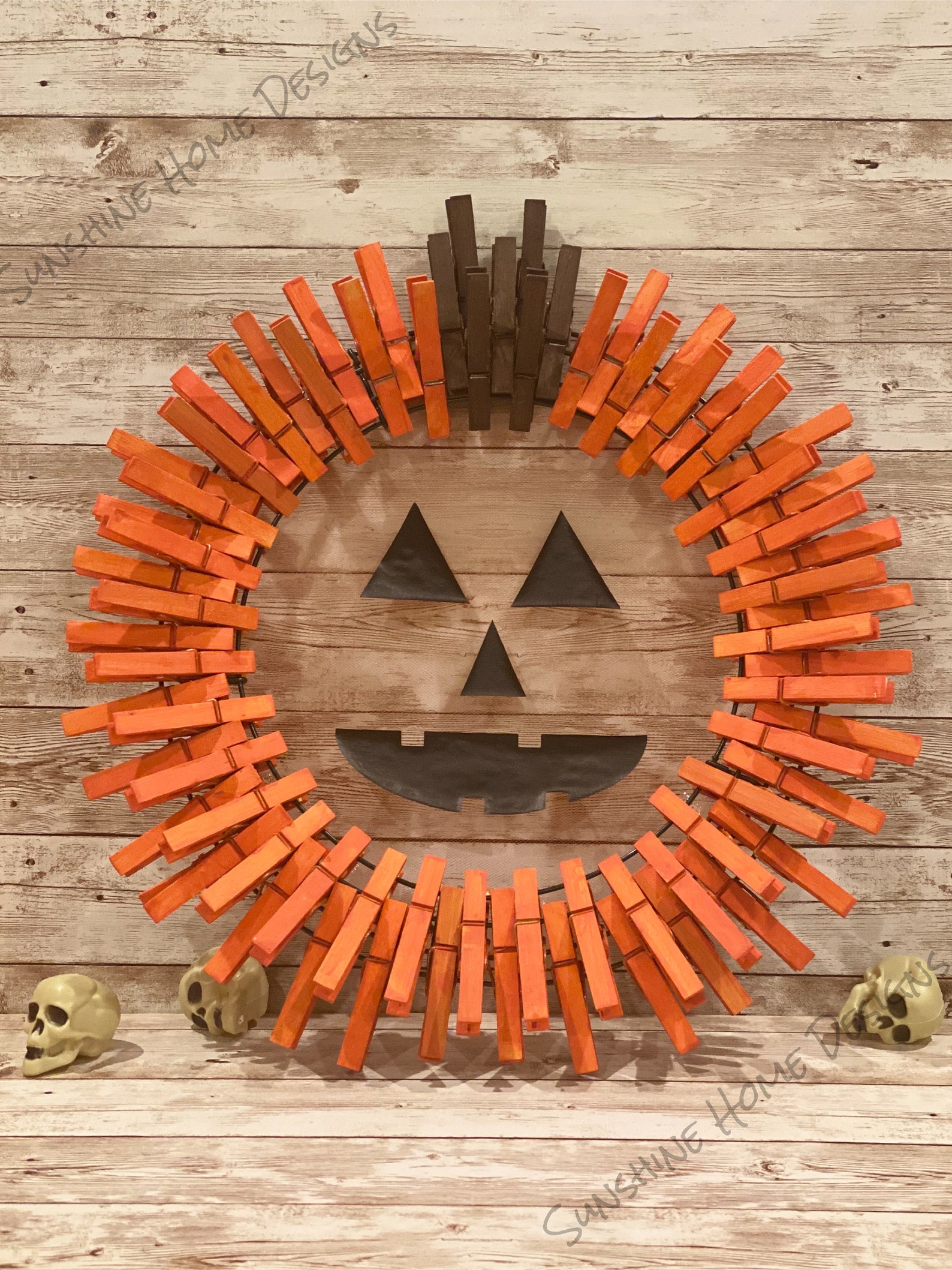 Pumpkin / Fall / Halloween Clothespin Wreath / Front Door - Etsy