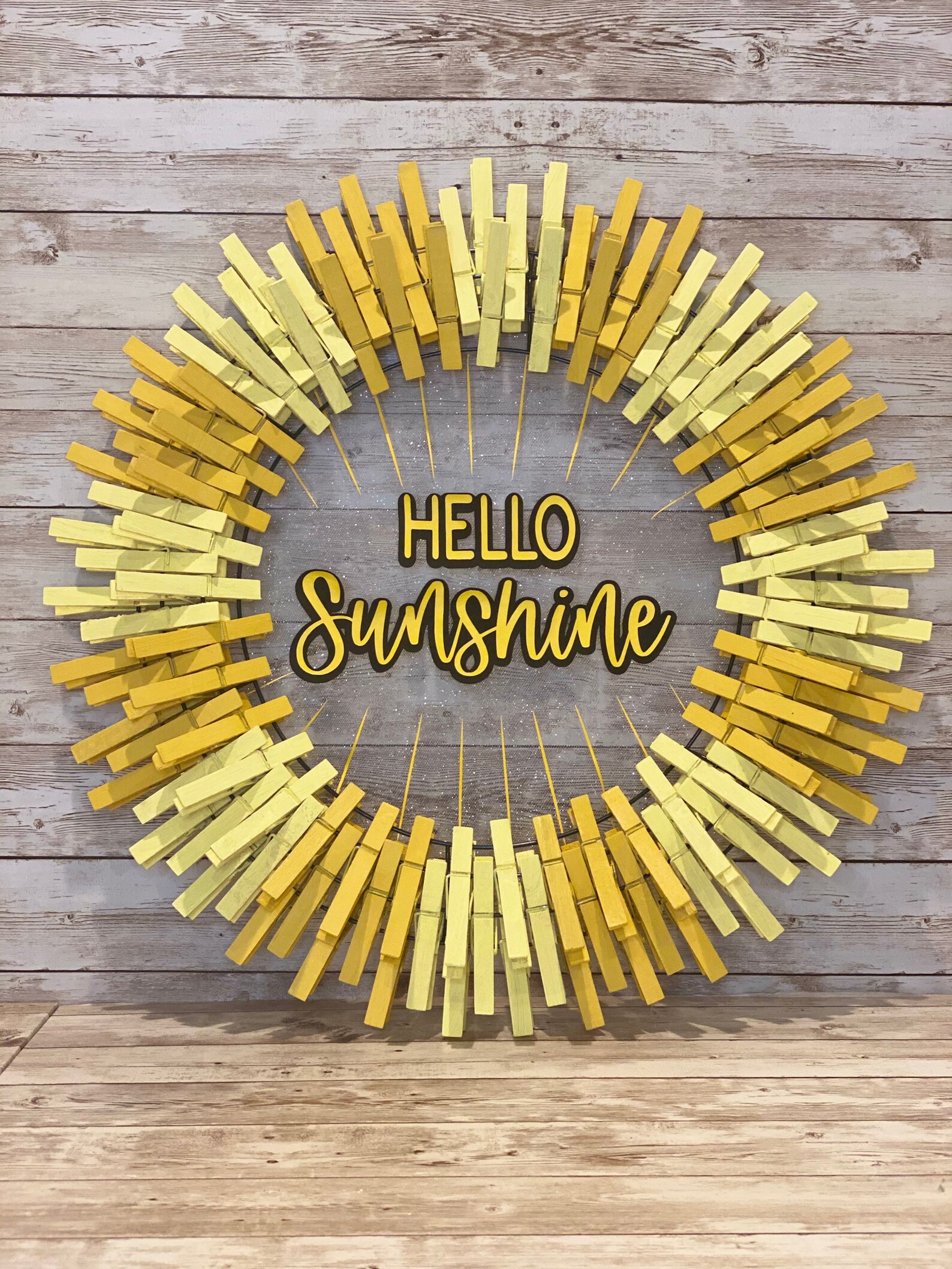 Sun Clothespin Wreath Hello Sunshine Yellow Front Door | Etsy