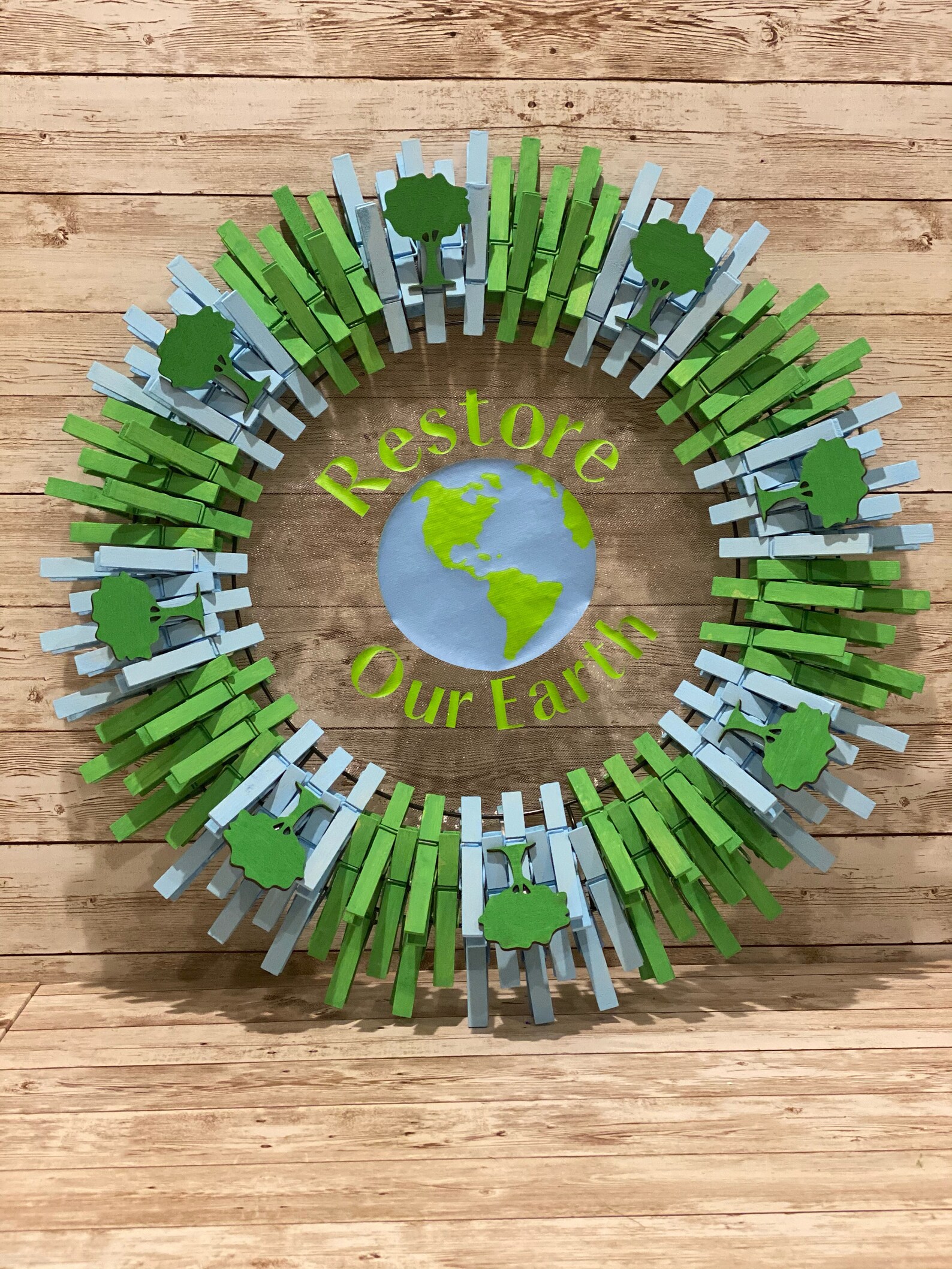 Earth Day / Restore Our Earth / Blue and Green / Trees / - Etsy