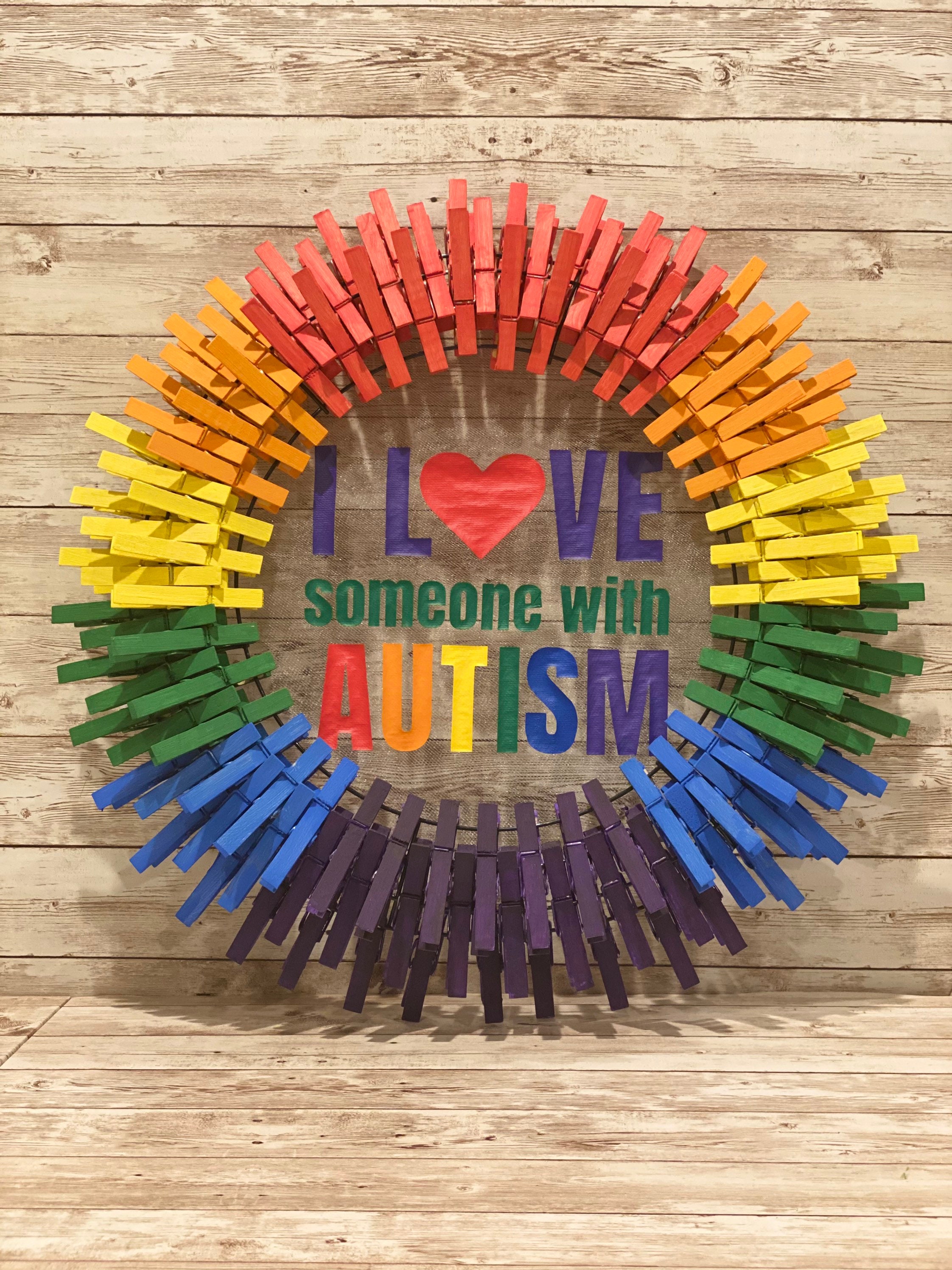 Autism Awareness / Rainbow / I Love Someone With Autism/ Clothespin ...