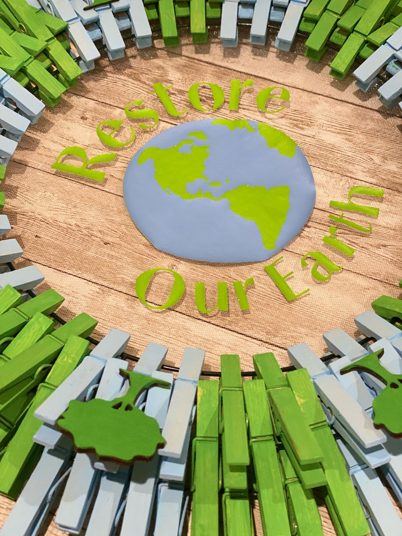 Earth Day / Restore Our Earth / Blue and Green / Trees / - Etsy