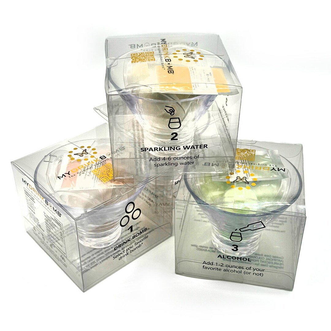 Handcrafted Martini Glass Gift Set With Drinkbombs™ Perfect for ...