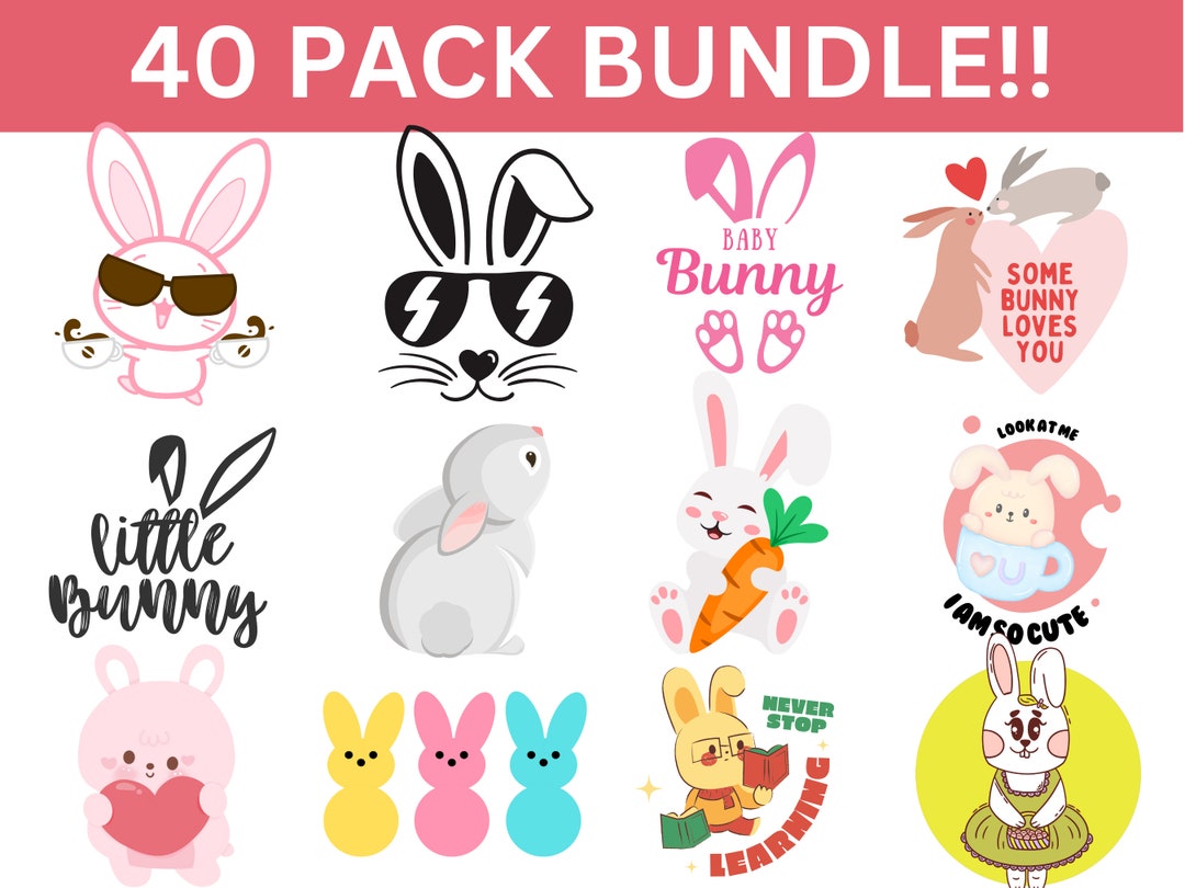 40 Bunny Rabbit Svg Png Jpg Bundle T Shirts, Mugs, Stickers, Bunny ...