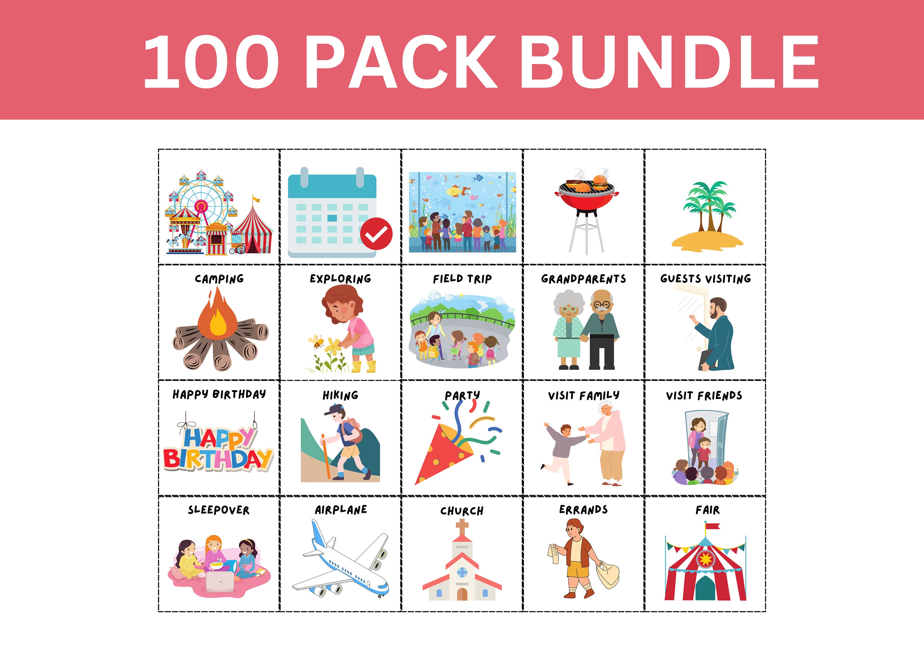100 Daily Kids Activity Cards I Visual Activity Cards | Toddler ...
