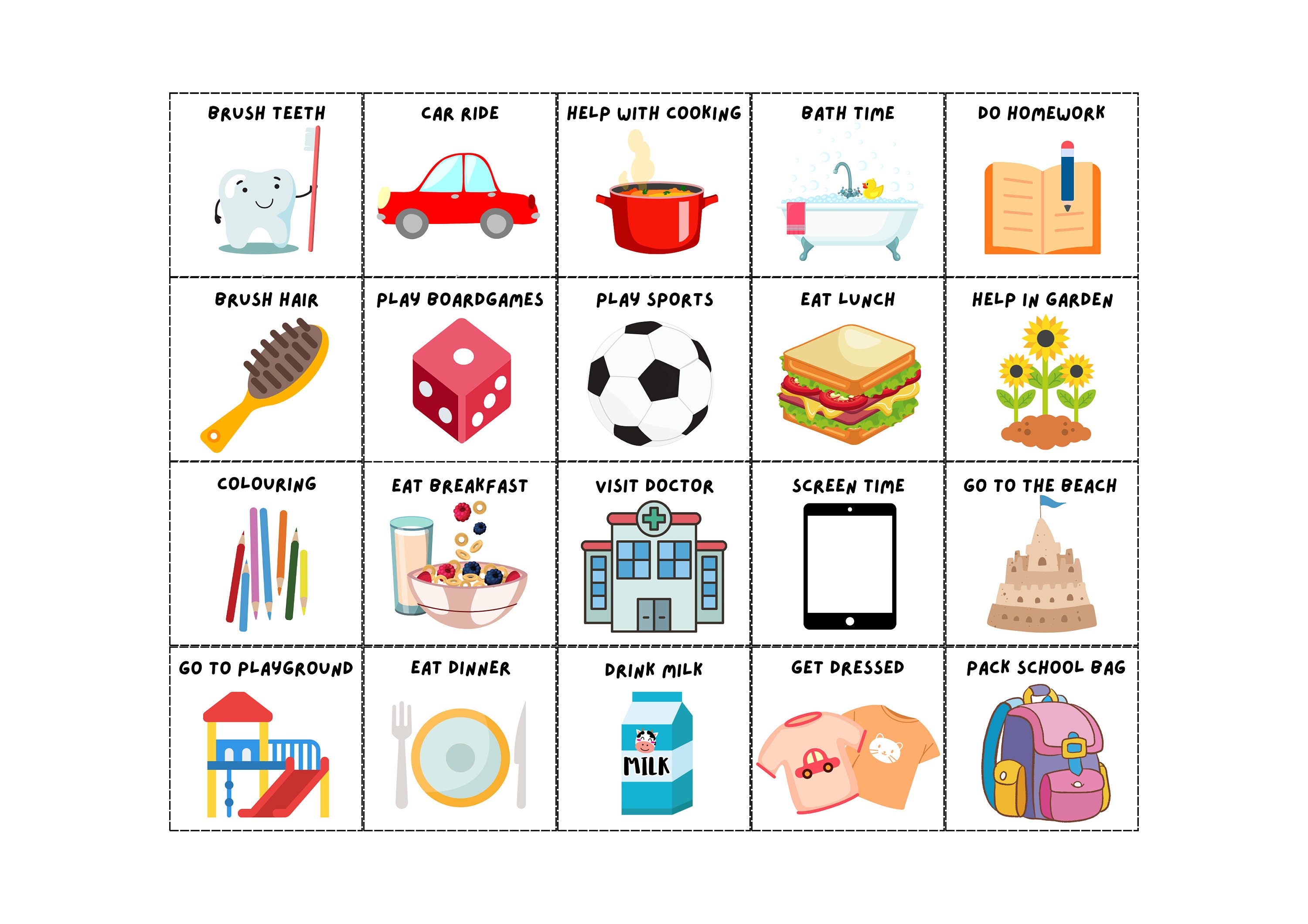 40 Tarjetas de rutina diaria para niños I Tarjetas de programación visual / Rutinas de mañana ...