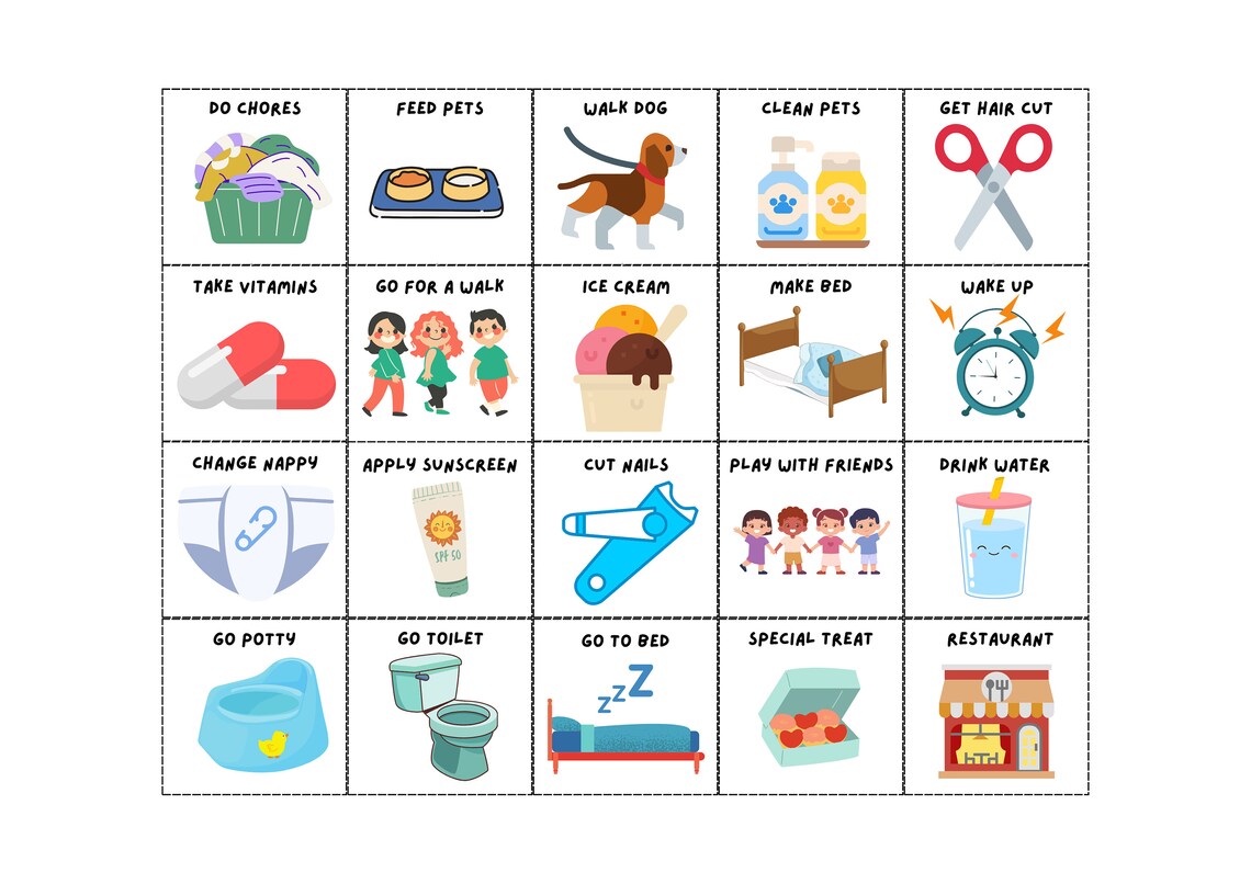 40 Tarjetas de rutina diaria para niños I Tarjetas de programación ...