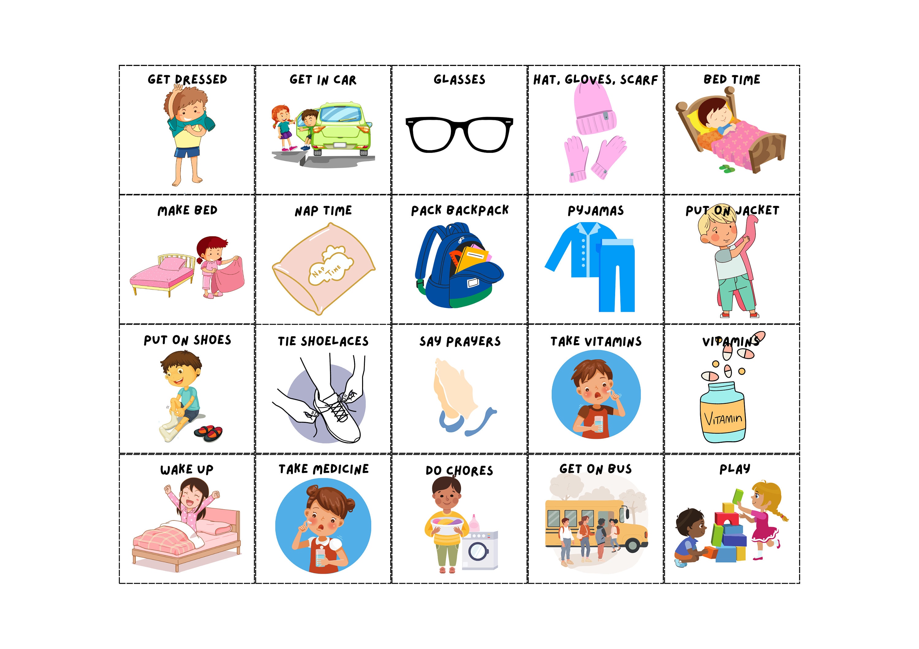 332 Daily Kids Routine Cards I Visual Schedule Cards | Toddler ...