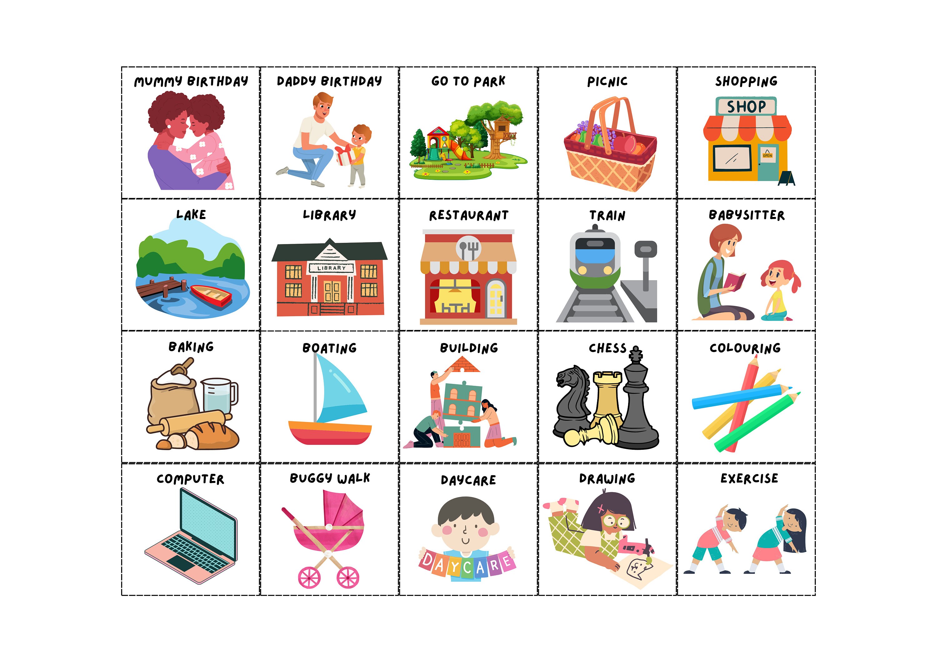100 Daily Kids Activity Cards I Visual Activity Cards | Toddler ...