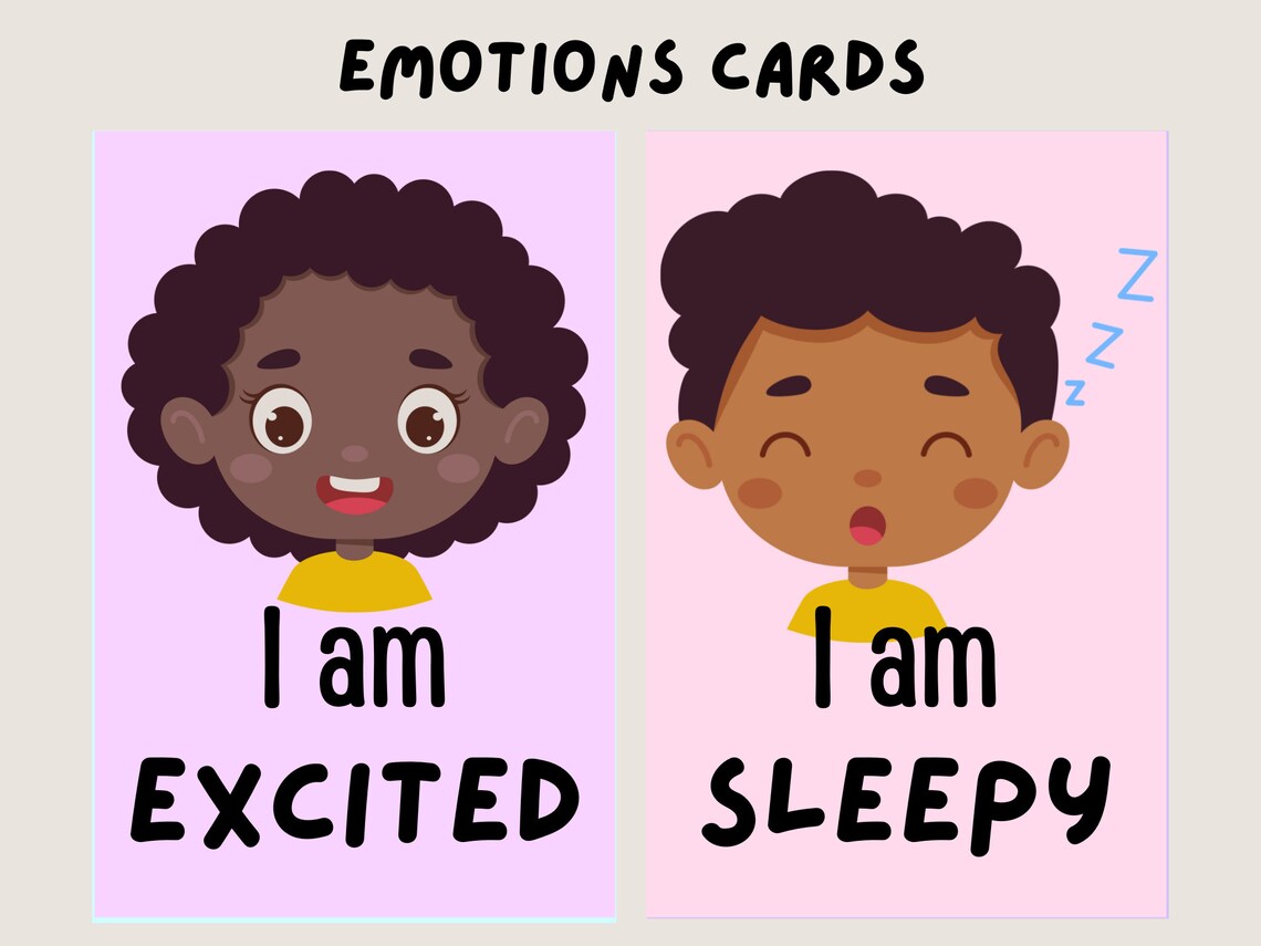 Kids Printable Emotions Flash Cards, Emotion Flashcards, Educational ...
