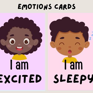 Kids Printable Emotions Flash Cards, Emotion Flashcards, Educational ...