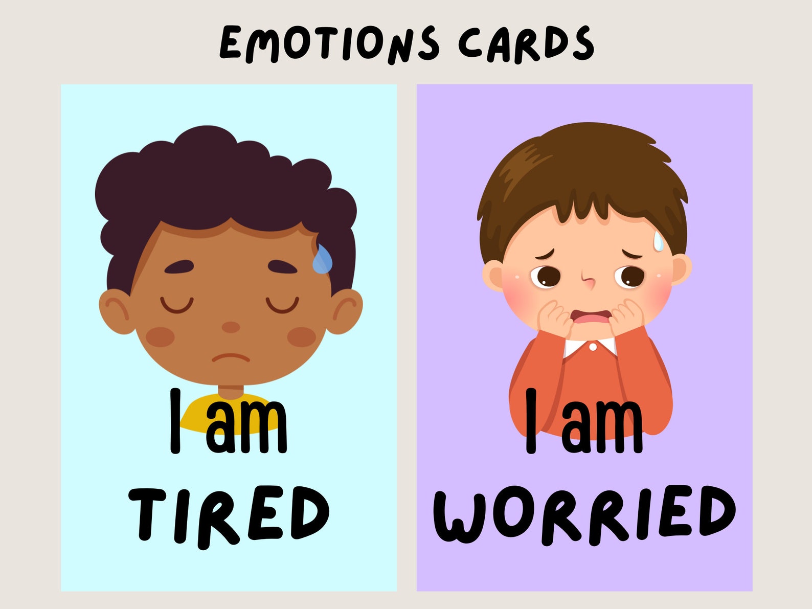Kids Printable Emotions Flash Cards, Emotion Flashcards, Educational ...