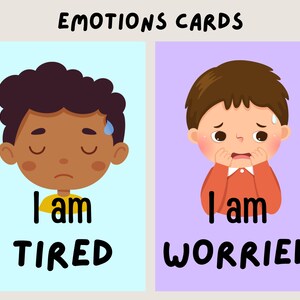 Kids Printable Emotions Flash Cards, Emotion Flashcards, Educational ...