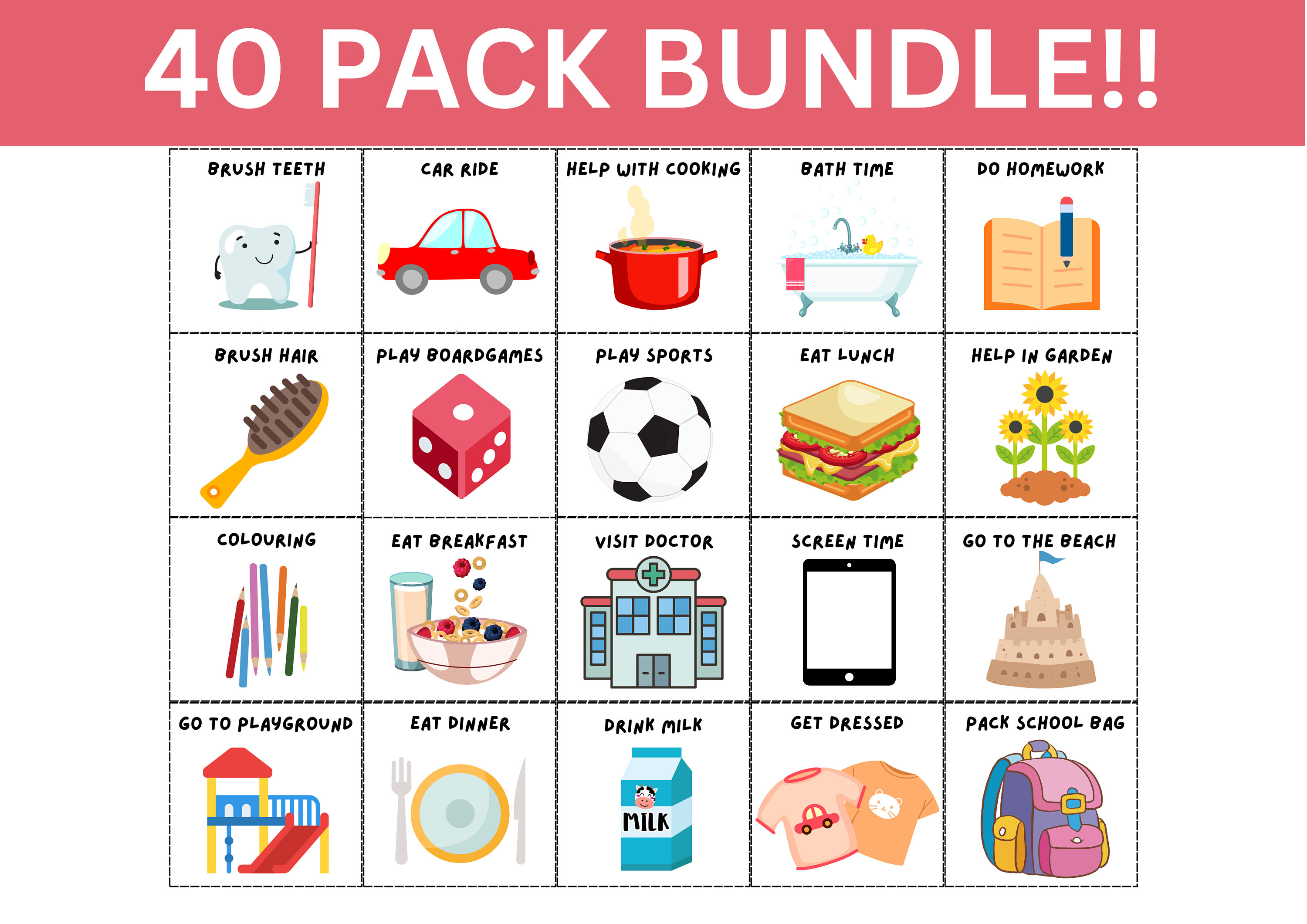 40 Tarjetas de rutina diaria para niños I Tarjetas de programación ...