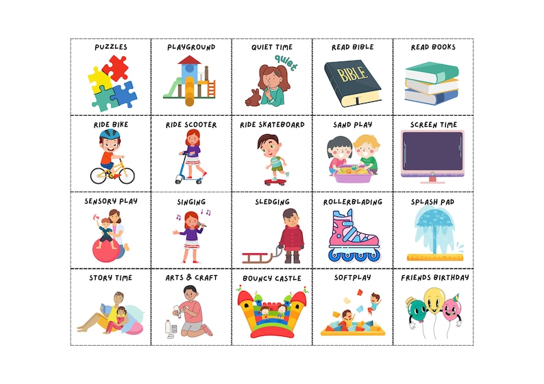 100 Daily Kids Activity Cards I Visual Activity Cards | Toddler ...